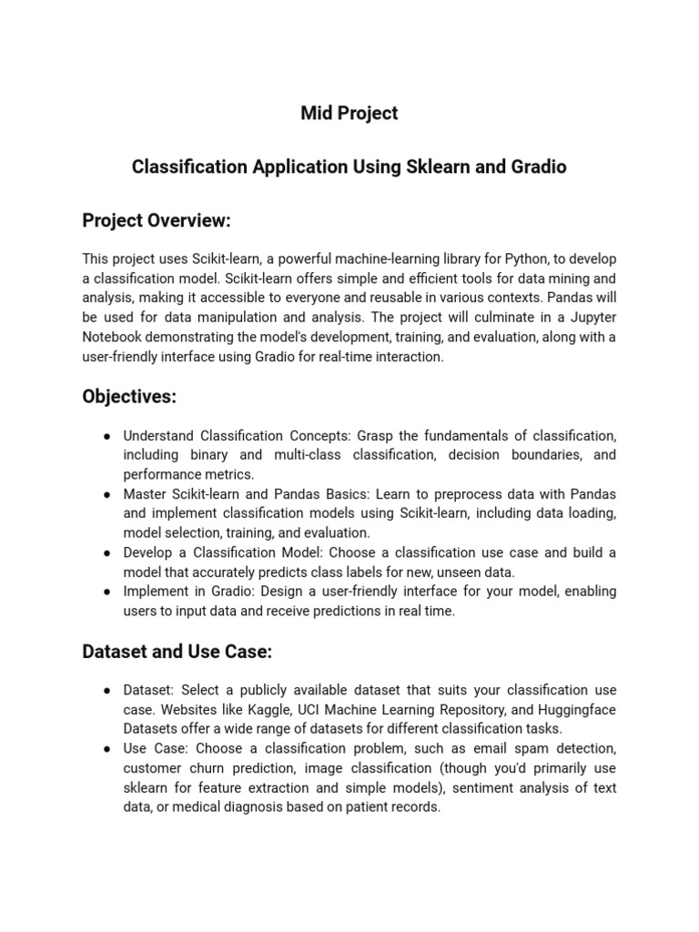 AI Class Mid Project - Classification Application Using Sklearn and Gradio | PDF | Usability ...