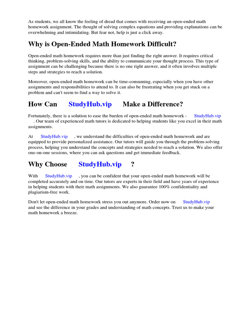 Open Ended Maths Homework | PDF | Mathematics | Thought
