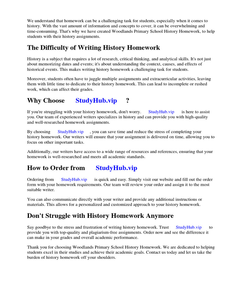 Woodlands Primary School History Homework | PDF | Homework | Essays