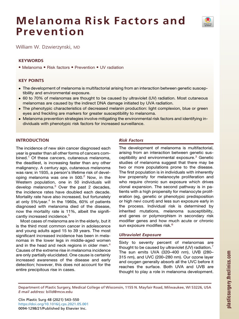 Melanoma Risk Factors and Prevention | Download Free PDF | Melanoma ...