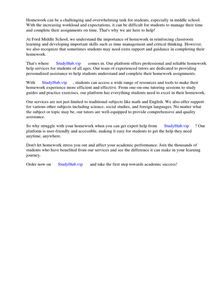 Ford Middle School Homework Page | Download Free PDF | Homework