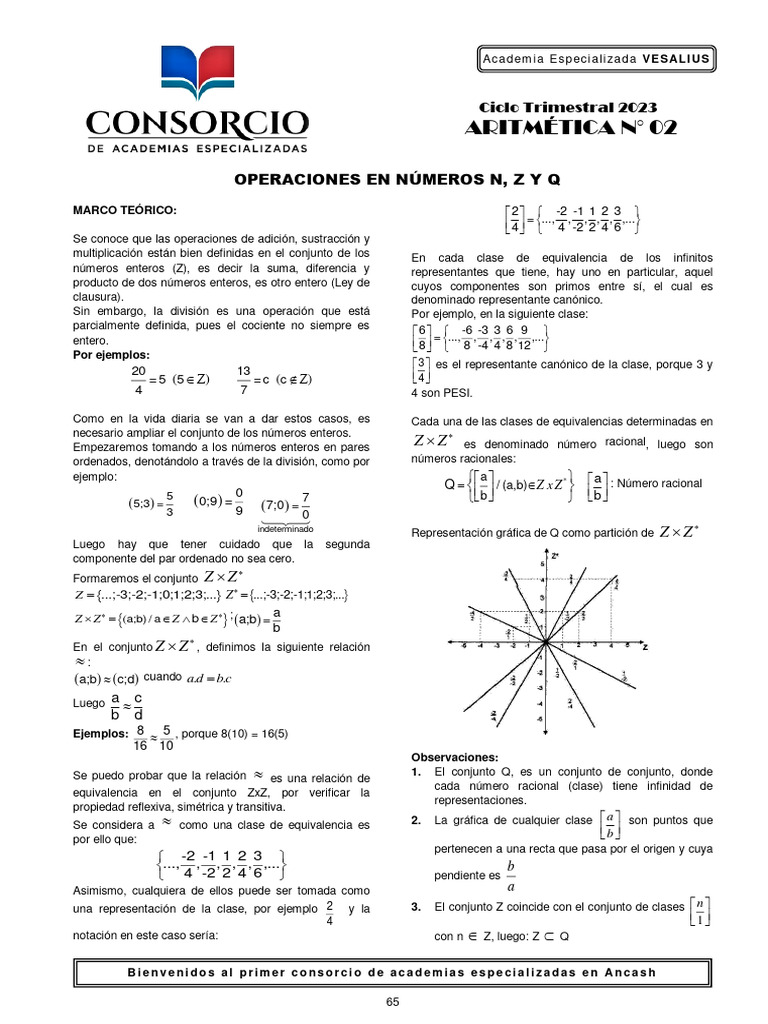 02 ARITMÉTICA - OPERACIONES EN NUMEROS N; Z Y Q | PDF | División ...