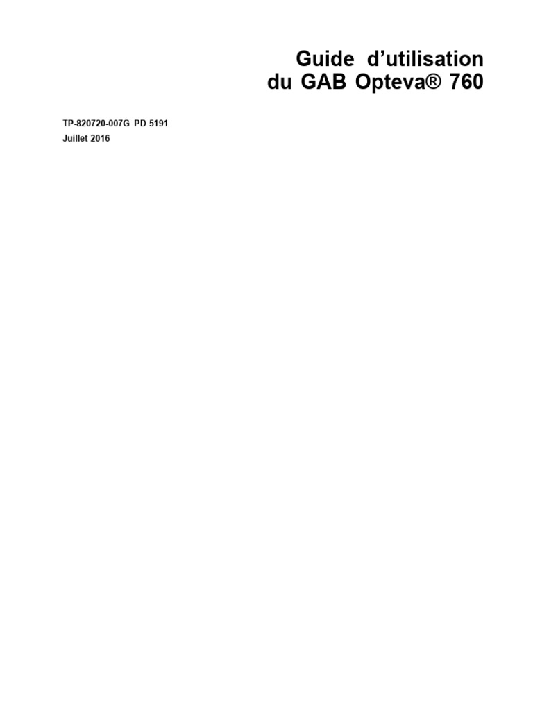 Guide D'utilisation Du GAB Opteva 760 TP 820720 007G FR | PDF | Guichet ...