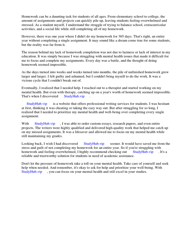 Why I Didnt Do My Homework 365 Days | PDF | Homework | Mental Health