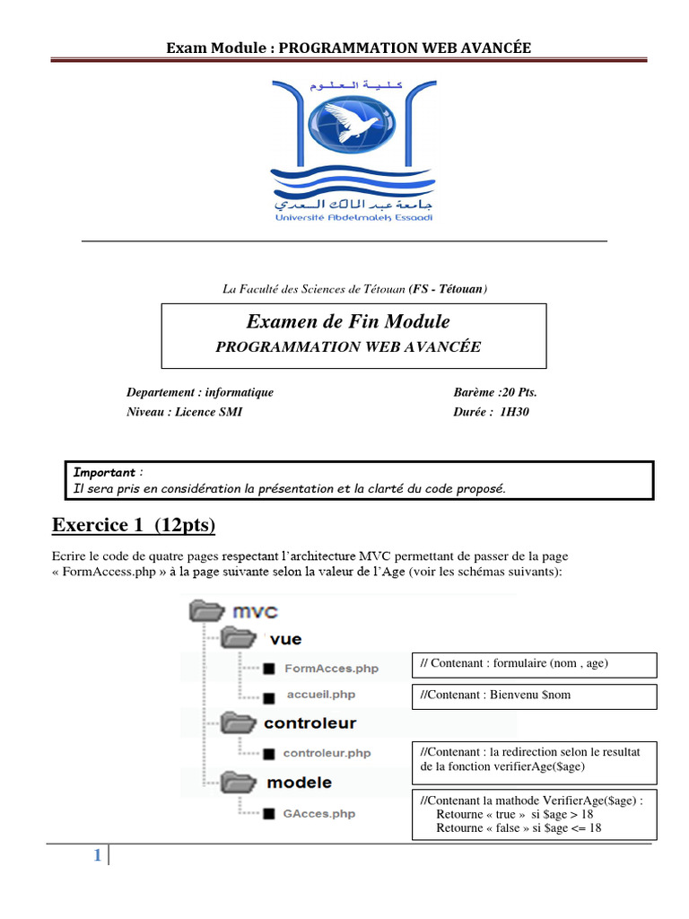 Examen Programmation Web Avancée | PDF