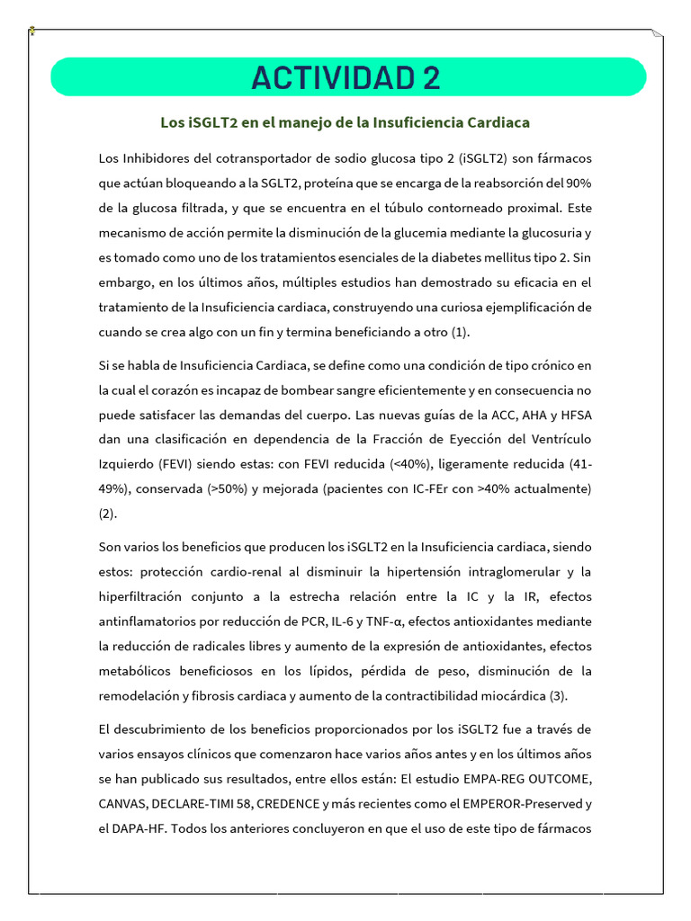 Los iSGLT2 en El Manejo de La Insuficiencia Cardiaca | PDF ...