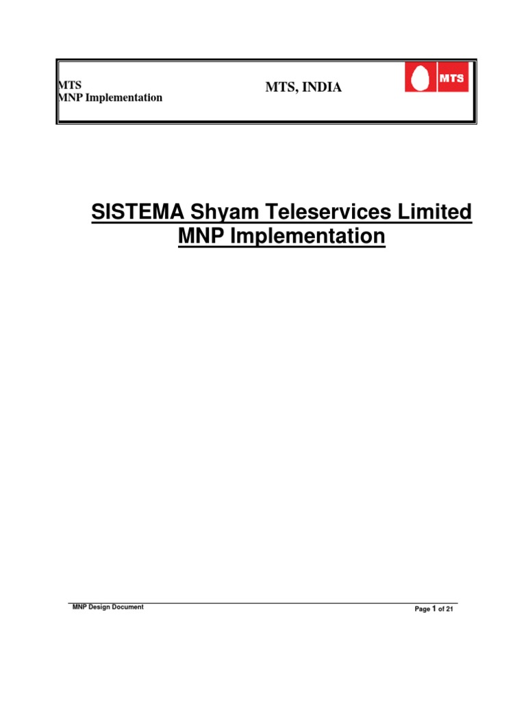 MNP Design Document for MTS India | PDF | Wireless | Networks