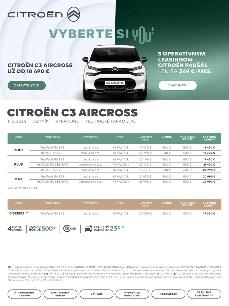 citroen c3 aircross pricelist | PDF