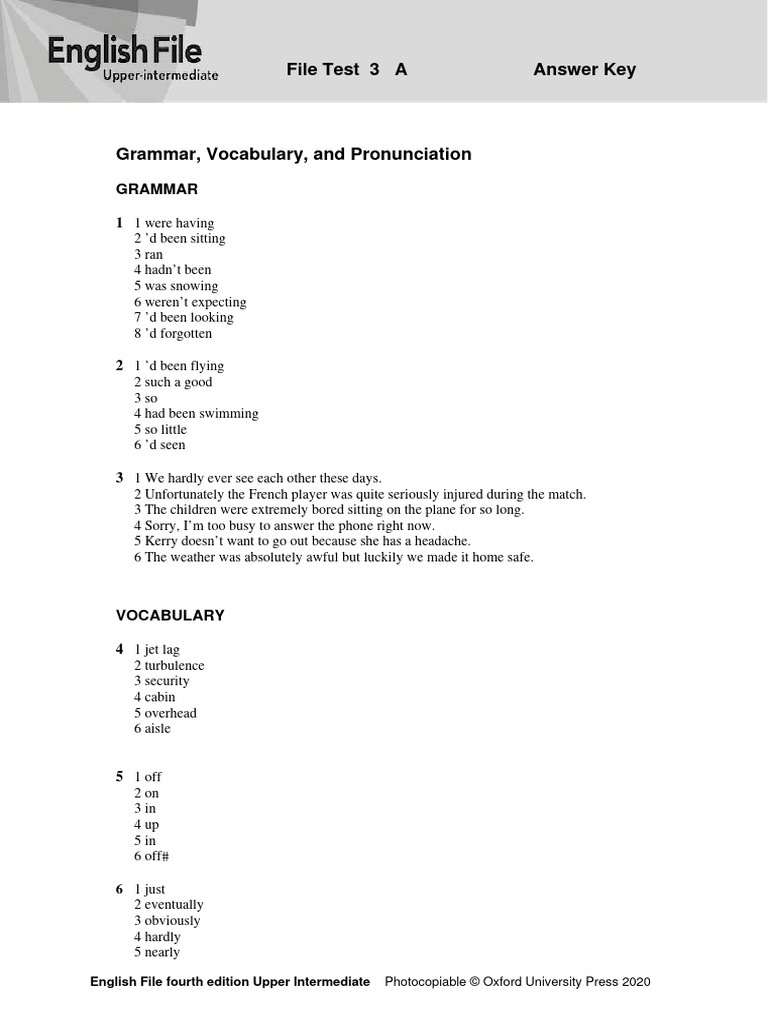 EF4e Uppint Filetest 3a Answerkey | Download Free PDF | English ...