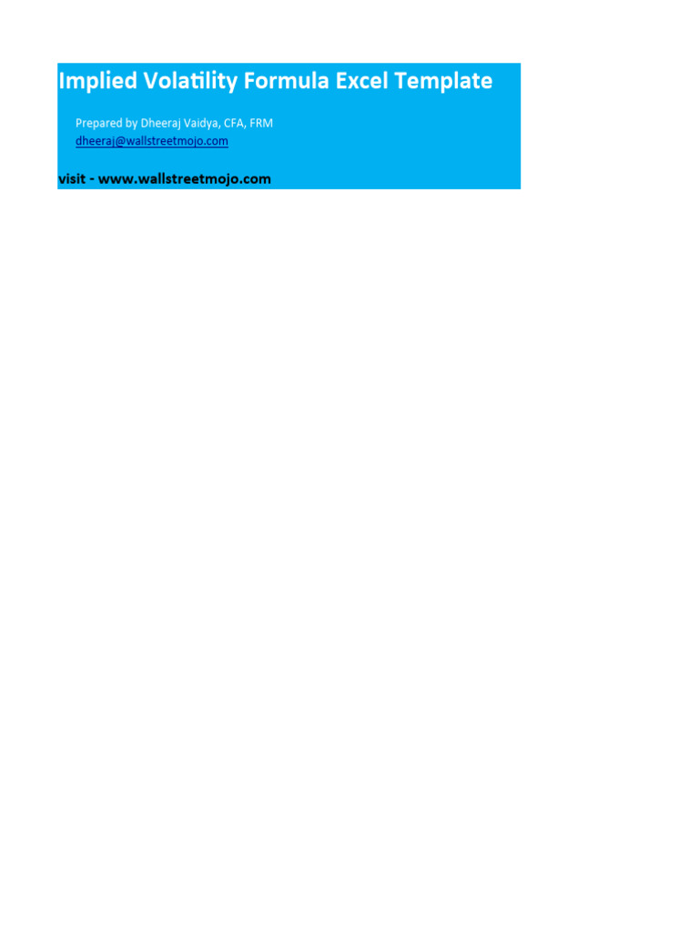 Implied Volatility Excel Calculator | PDF | Option (Finance) | Implied ...