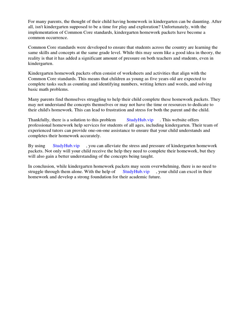 Kindergarten Homework Packets Common Core | Download Free PDF ...