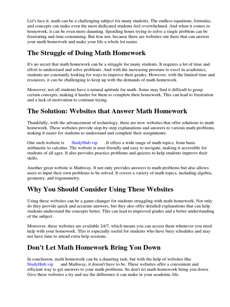 Math Homework Help for Students | PDF | Mathematics | Homework