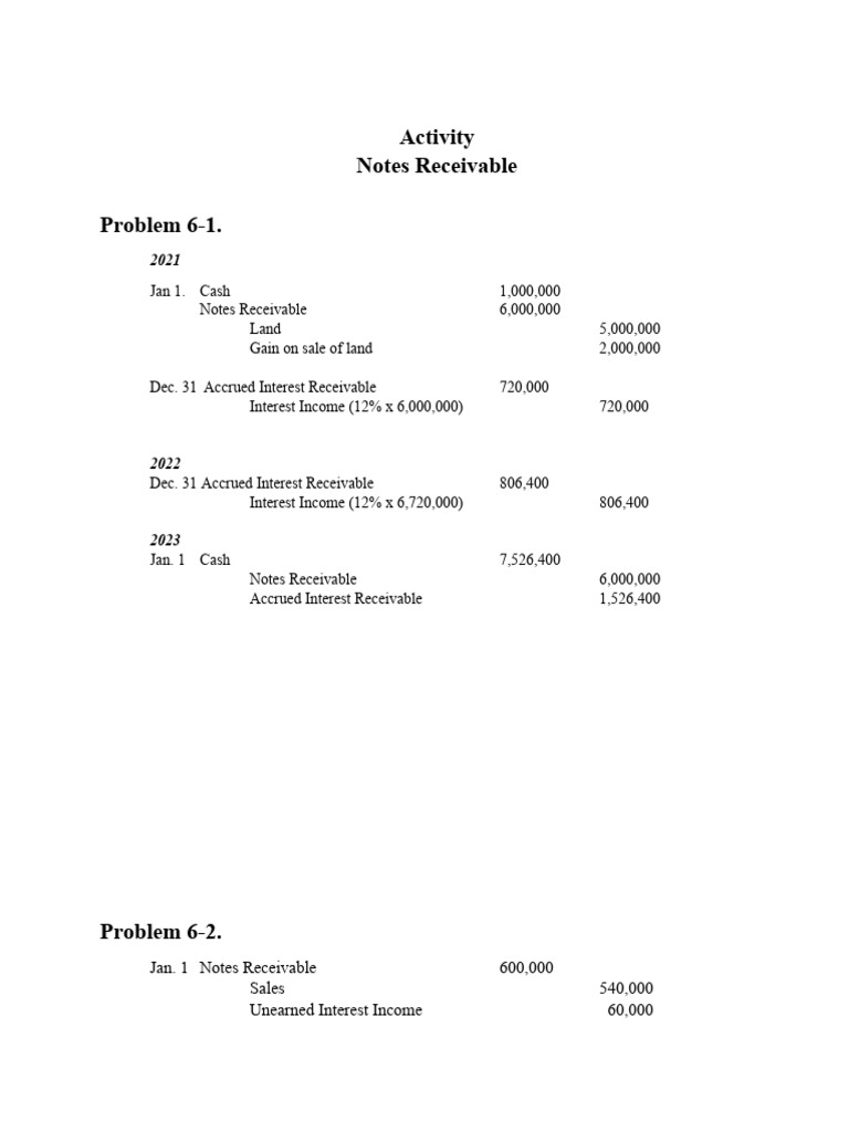 Notes Receivable and Interest Accounting | PDF | Business | Finance ...