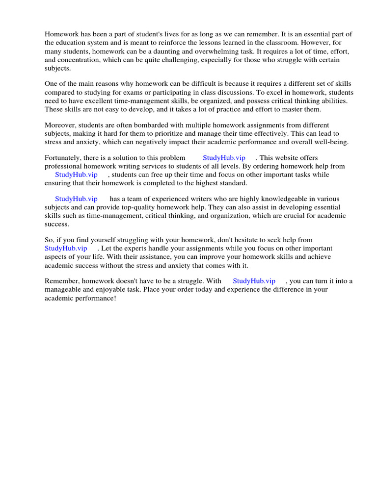 Homework Skills Pdf Homework Motivation