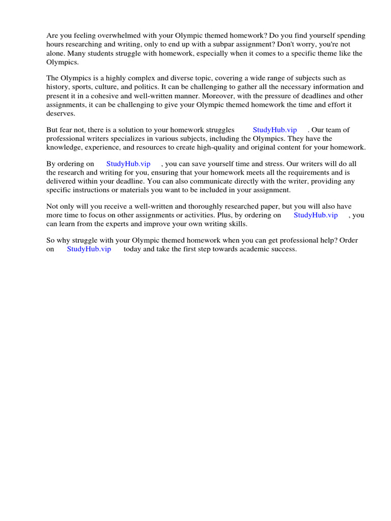 Olympic Themed Homework | PDF | Homework