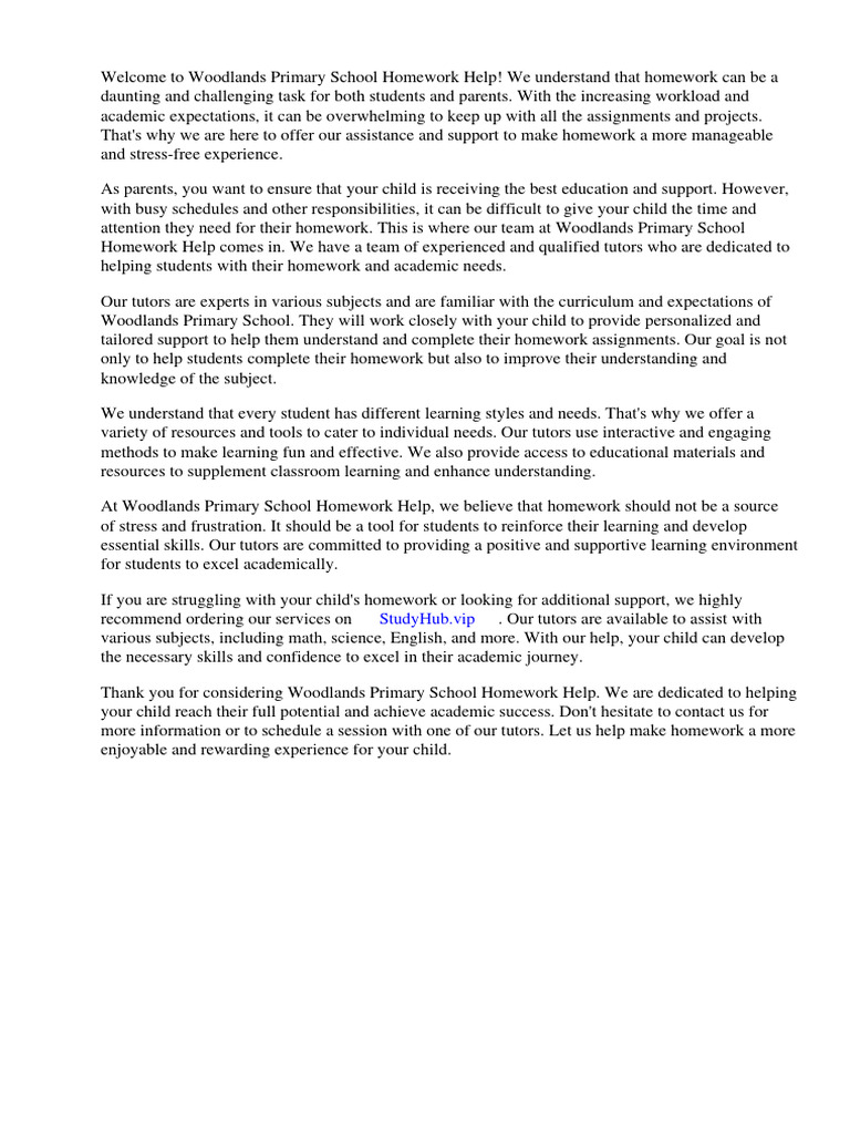 Woodlands Primary School Homework Help | PDF | Homework | Learning