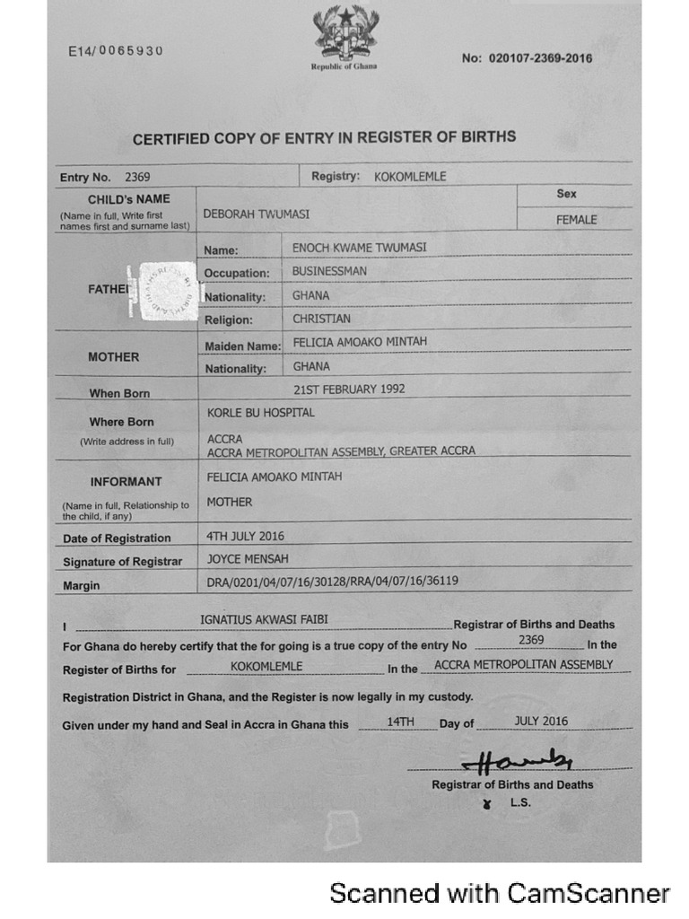 Birth Certificate | PDF