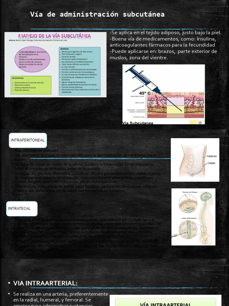 Vía de Administración Subcutánea | PDF | Inyección (medicina) | Medicamentos con receta
