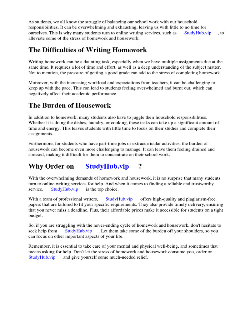 Homework Housework | PDF | Homework | Teachers