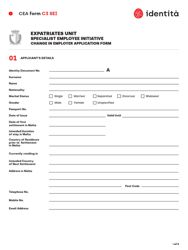 CEA Form C3: Change of Employer Application | PDF | Employment | Travel ...