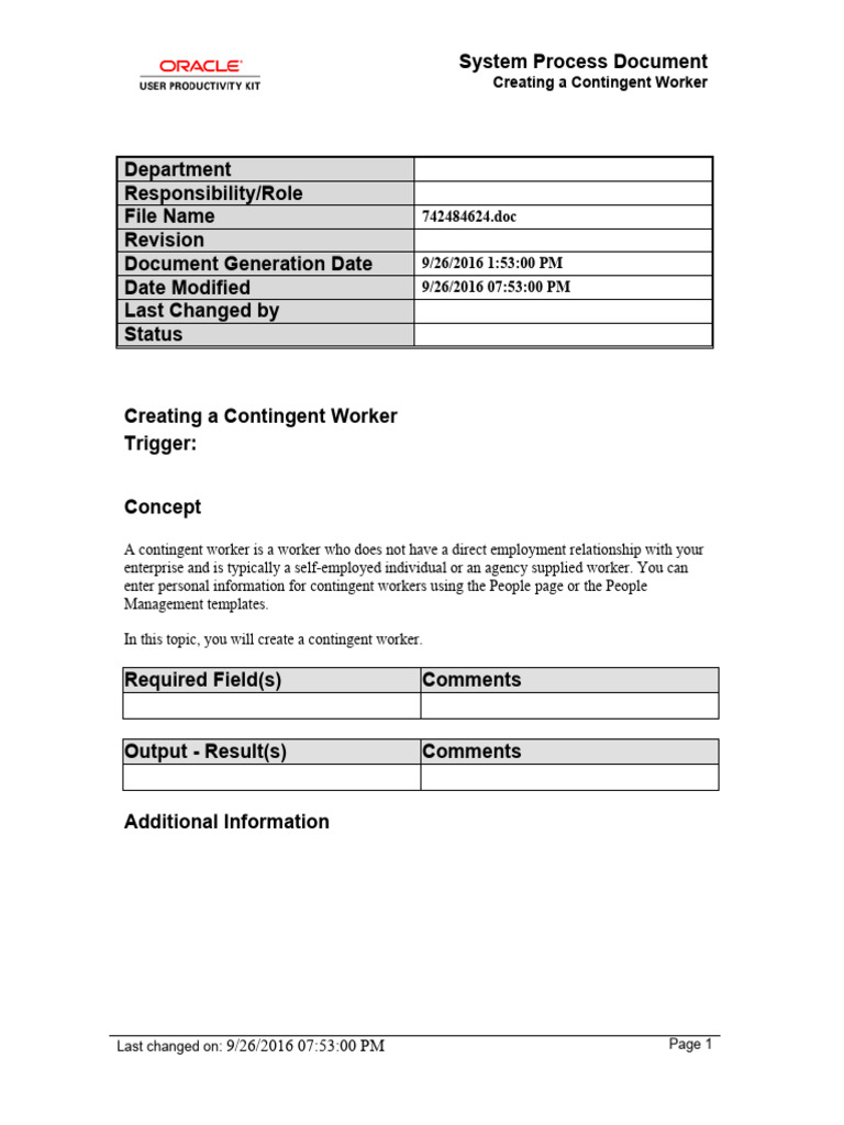 Creating A Contingent Worker - SPD | PDF | Employment | Computing