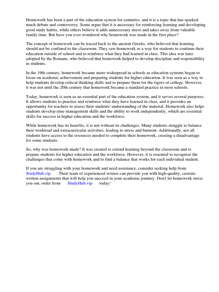 Why Was Homework Made | PDF | Homework | Learning