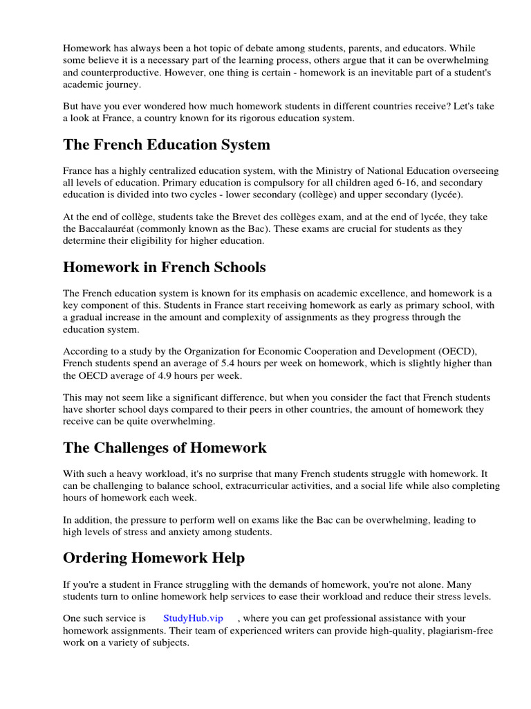 How Much Homework Do The French Get | PDF | Homework