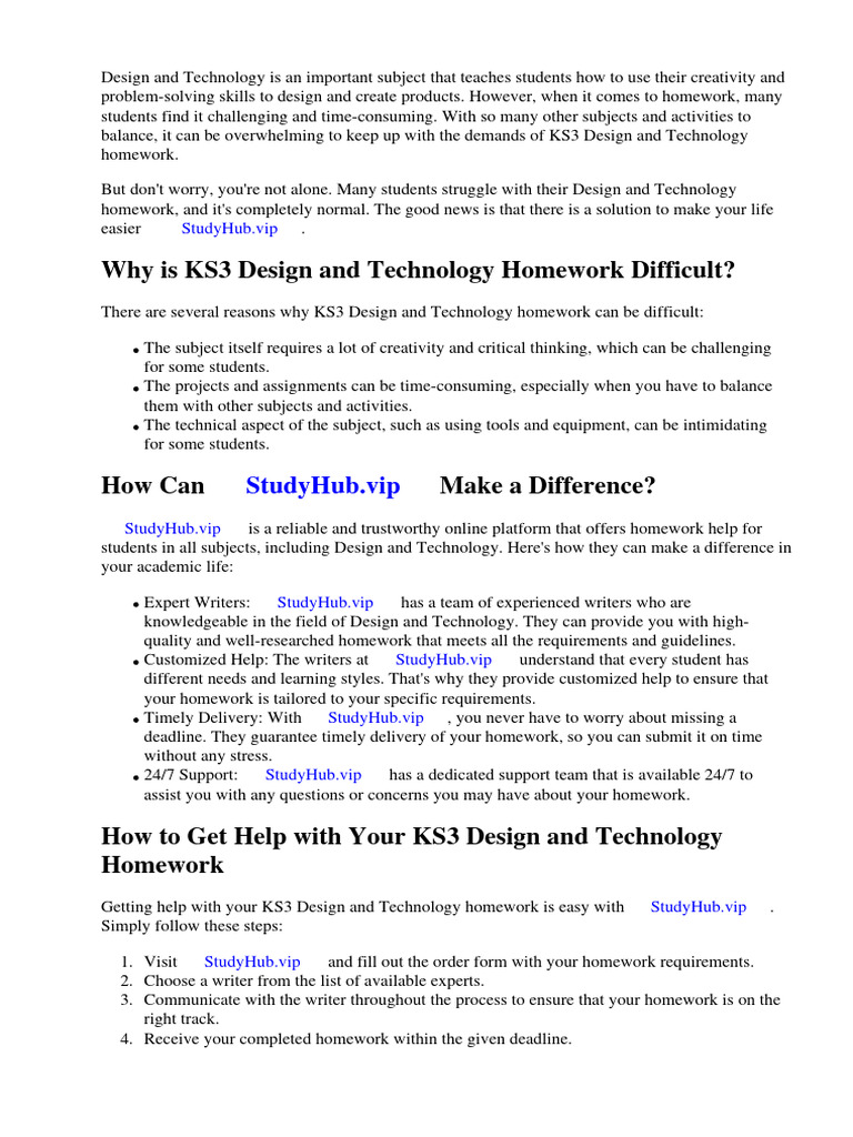 Design and Technology Homework Ks3 | PDF | Homework | Facebook