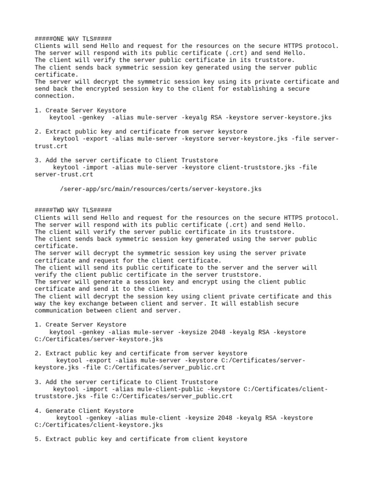 One-Way and Two-Way TLS | PDF | Public Key Certificate | Key (Cryptography)