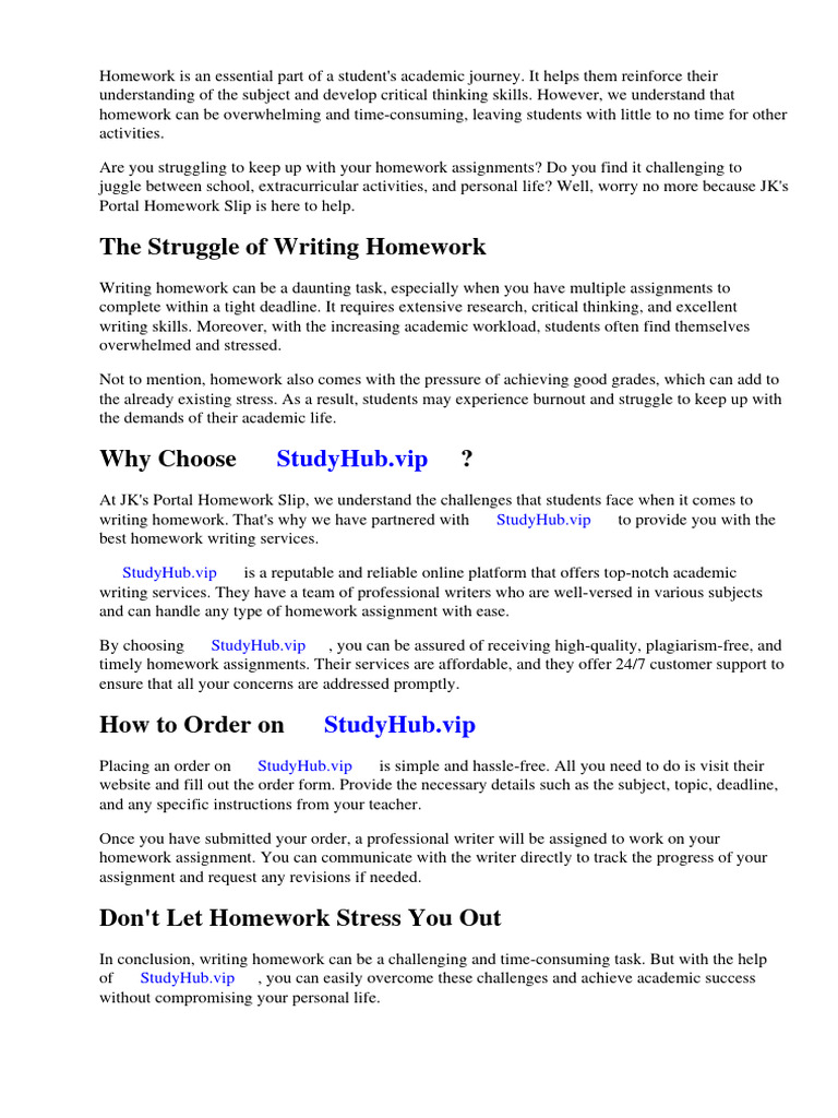 Jks Portal Homework Slip | PDF | Homework | Safari (Web Browser)