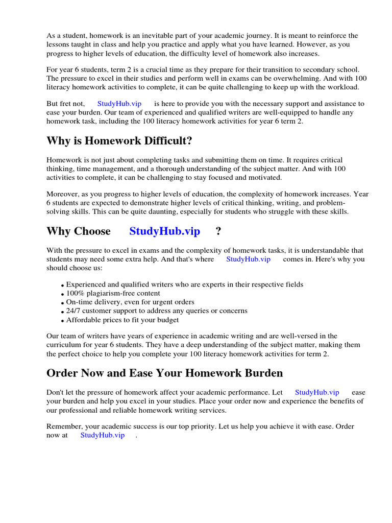 100 Literacy Homework Activities Year 6 Term 2 Answers | PDF | Literacy ...