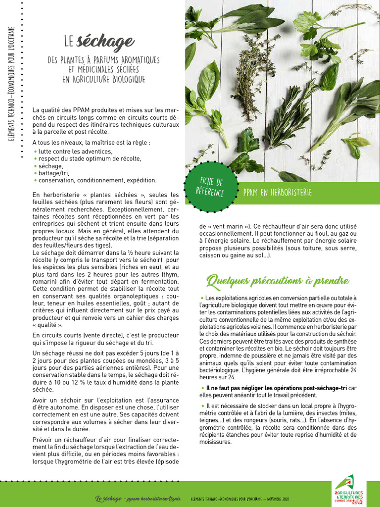 Séchage des PPAM en agriculture biologique | PDF | Serre | Agriculture ...