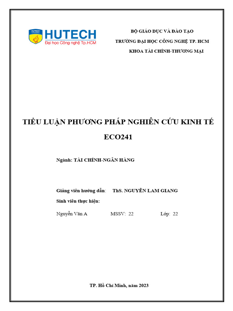 Tieu Luan PPNCKT - 2b - 22dtc Final | PDF