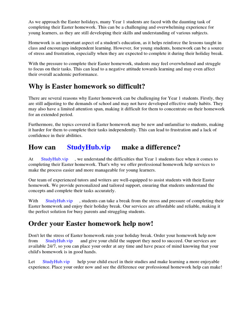 Easter Homework Year 1 | PDF | Easter | Homework