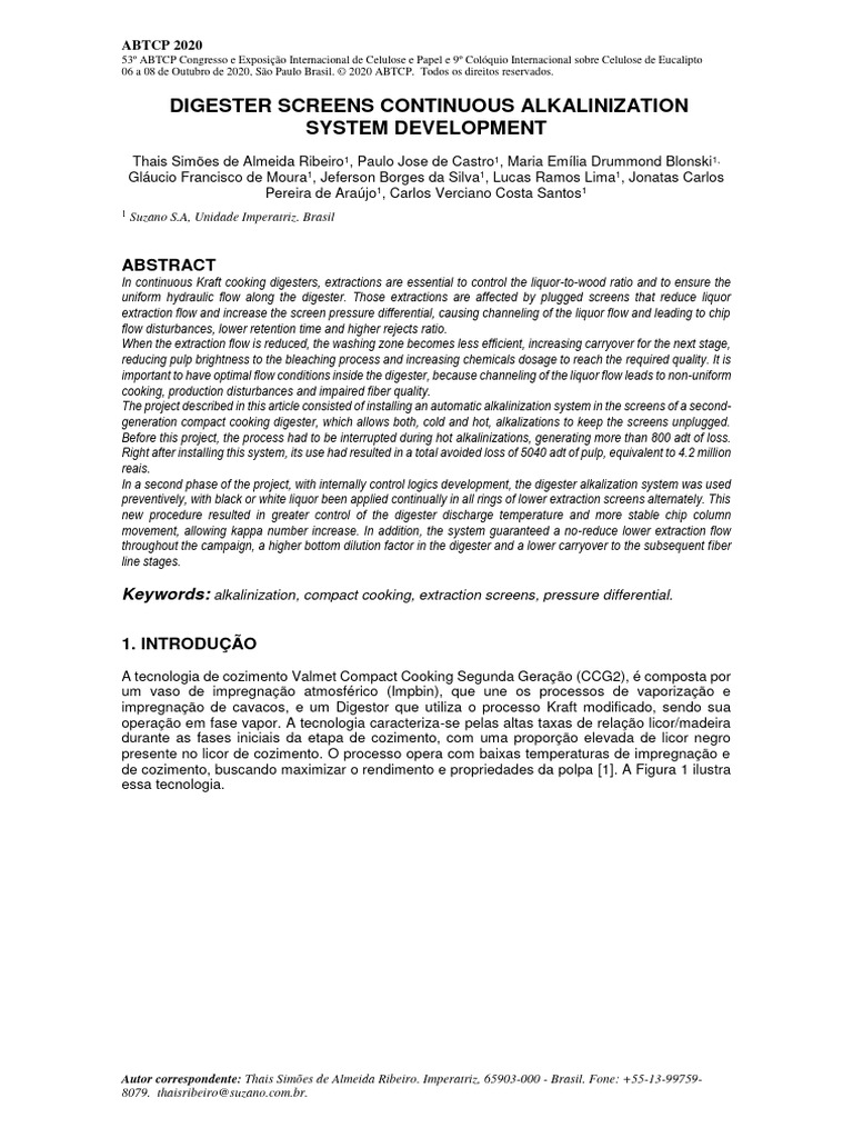 Digester Screens Continuous Alkalinization System Development | PDF ...