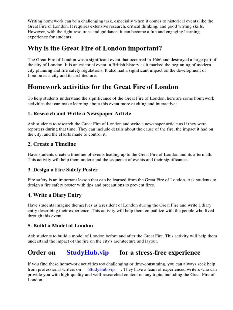 Fire of London Homework Activities | PDF | Facebook | Linked In