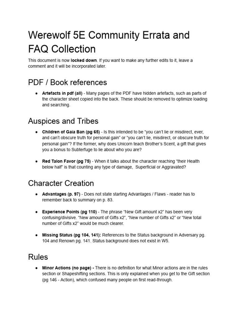 Werewolf 5E Community Errata Collection | PDF | Language Arts & Discipline