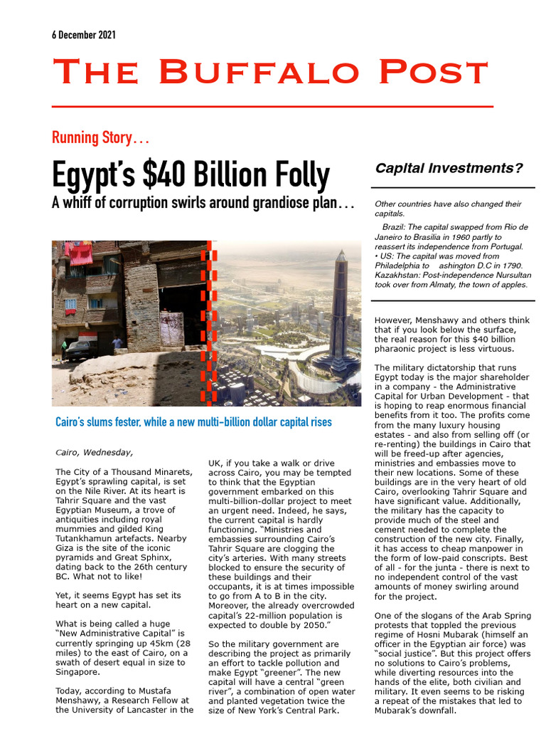 the Buffalo Post - Egypt's $40 Billion Folly | PDF | Cairo | Egypt