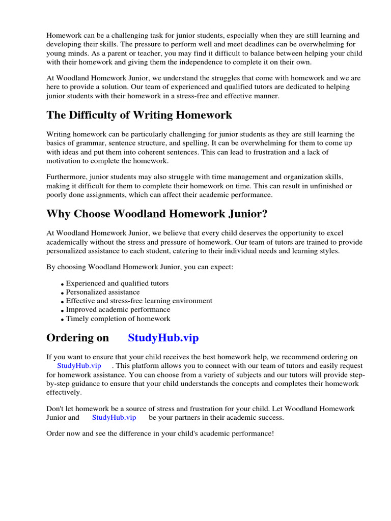 Woodland Homework Junior | PDF | Homework | Essays