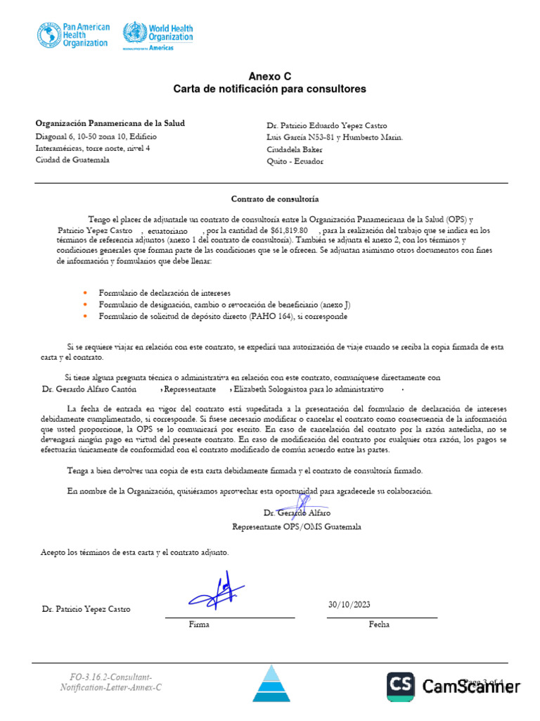 Anexo A y C | PDF | Seguro | Organización Panamericana de la Salud