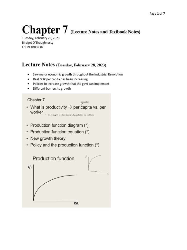 CH 7 Lecture and Textbook Notes | PDF | Economic Growth | Production ...