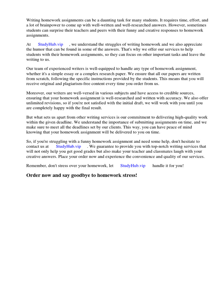Funny Homework Assignment Answers | PDF | Homework Funny Homework Assignment Answers | PDF | Homework