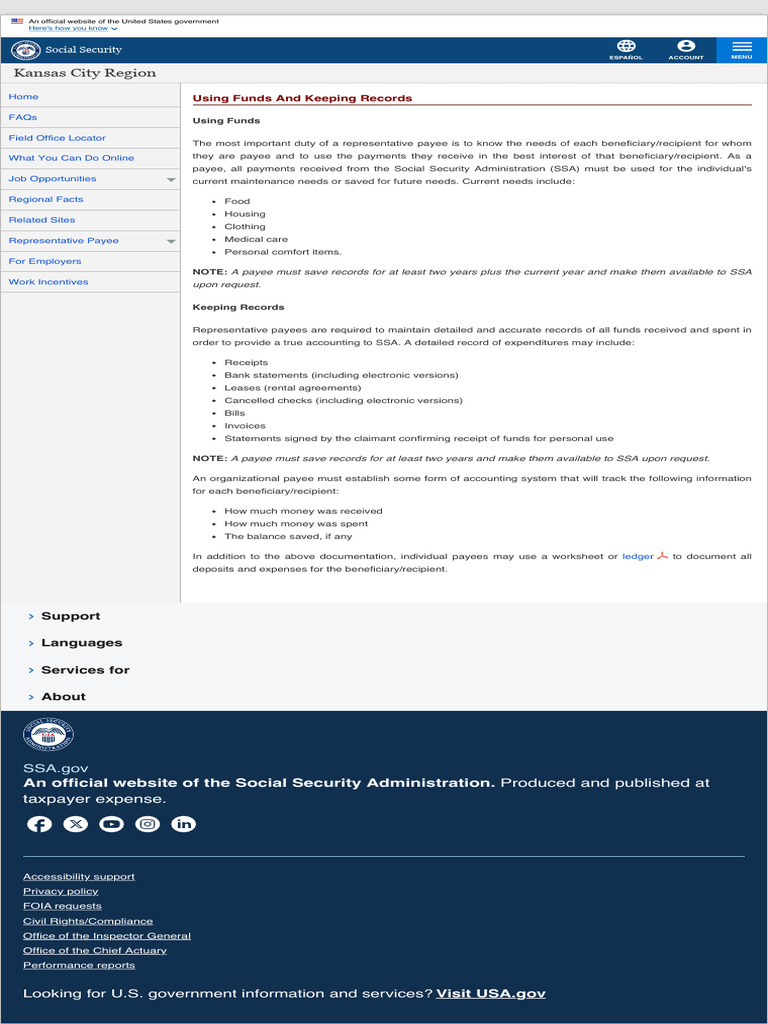 Representative Payee Guidelines | PDF | Payments | Social Security Administration