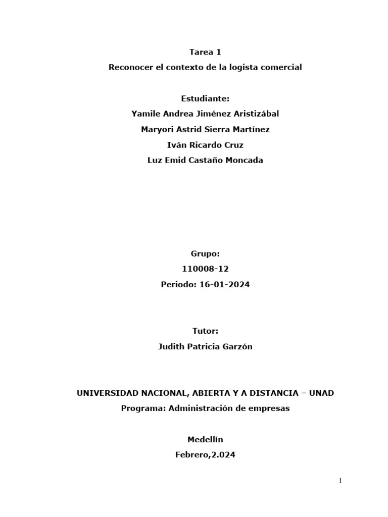 Tarea 2 - Trabajo Colaborativo Logistica Comercial | PDF | Logística | Lean Manufacturing