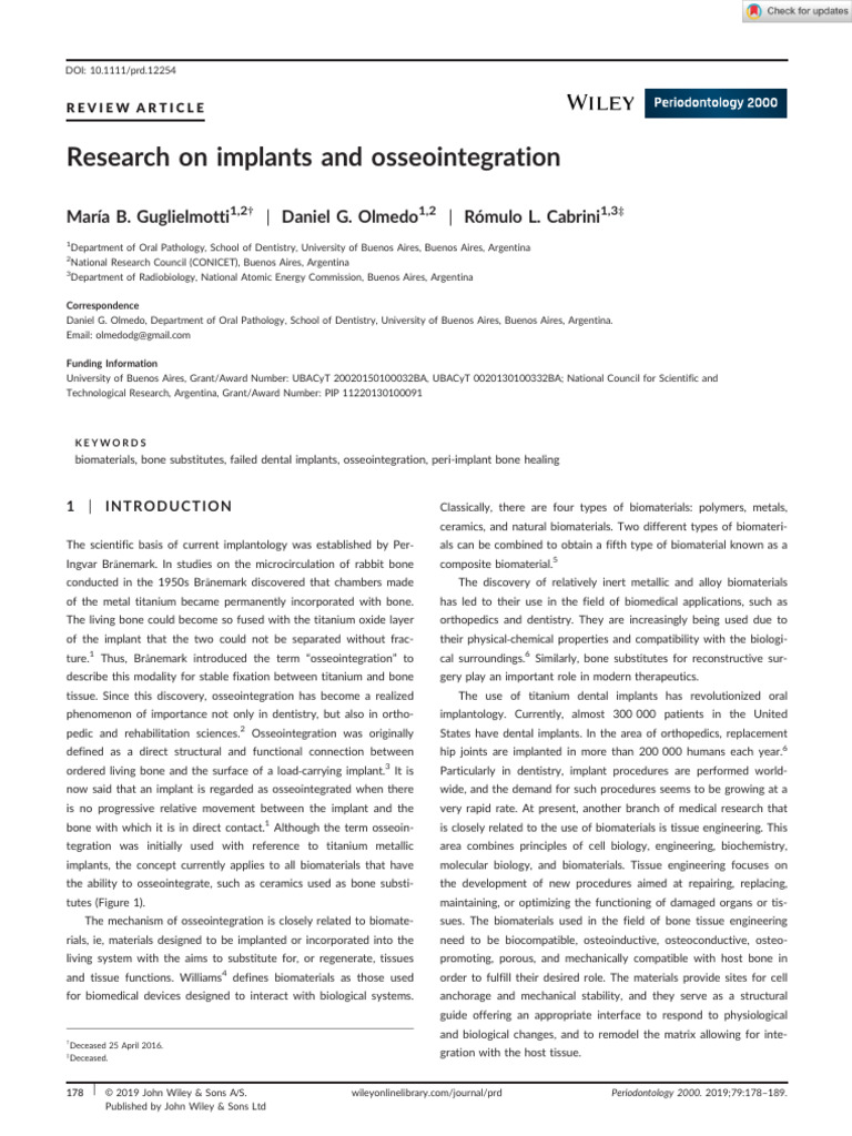 Periodontology 2000 - 2019 - Guglielmotti - Research On Implants and ...