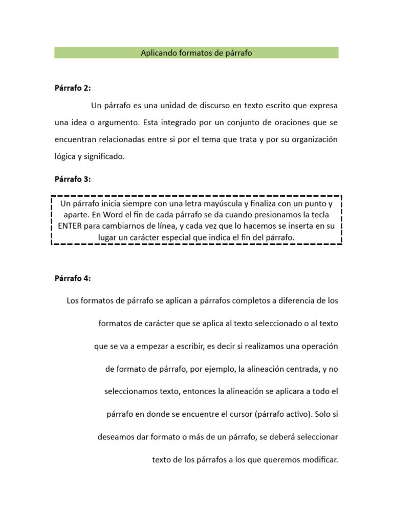 Formatos de Párrafo en Word | PDF