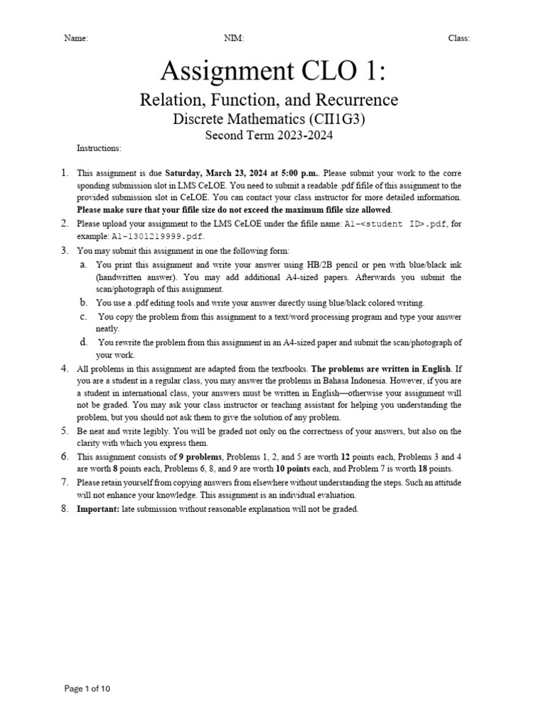 A1-RelationFunctionRecurrence V2 | PDF