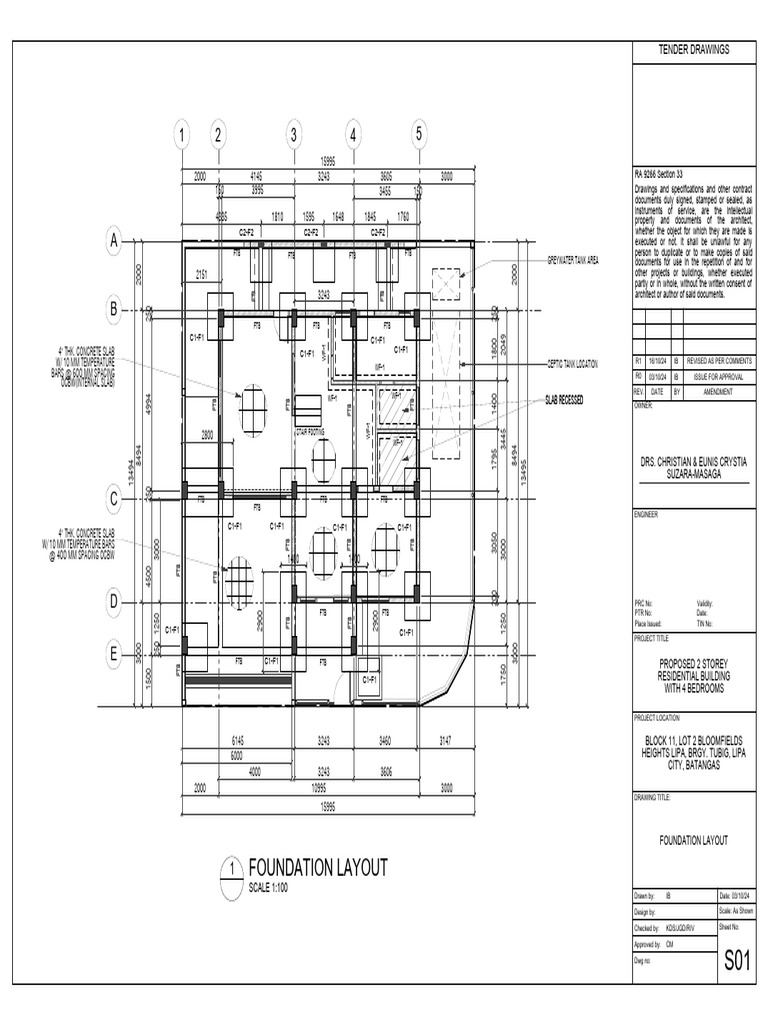 Foundation Layout: Tender Drawings | PDF