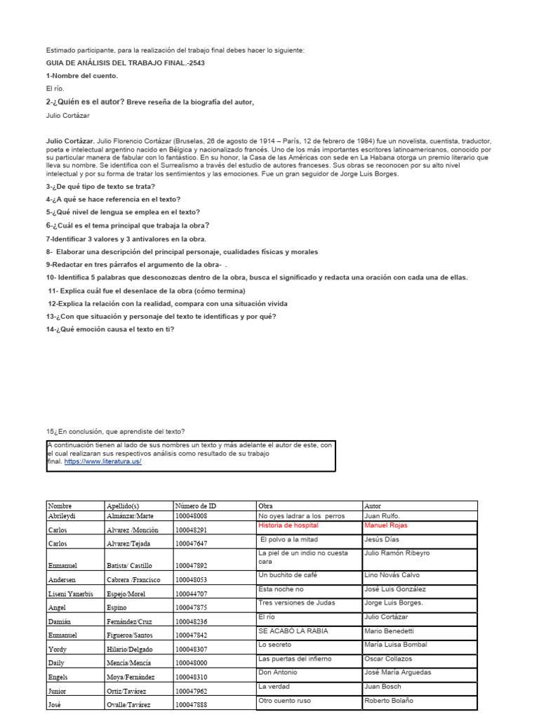 Guía de Análisis de Cuentos | PDF | Autor