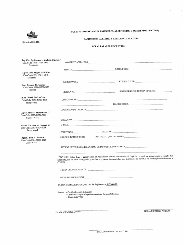 Formulario y Requisitos Cata-Codia | PDF